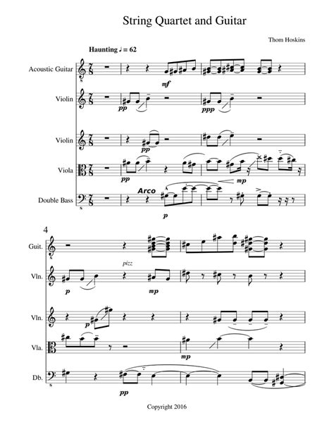 String Quartet And Guitar Sheet Music For Contrabass Violin Viola