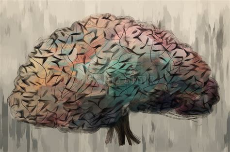 Abstract Human Brain Colorful Illustration Stock Illustration