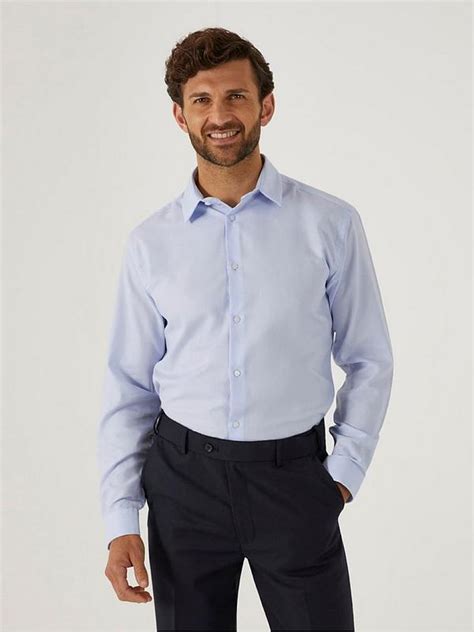Skopes Contemp Slim Fit Pinpoint Oxford Shirt Light Blue Very