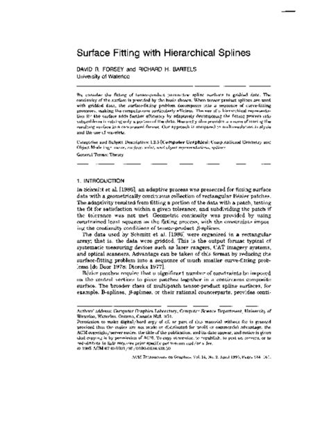Pdf Surface Fitting With Hierarchical Splines