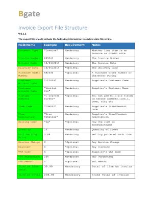 Fillable Online Invoice Export File Structure Fax Email Print PdfFiller