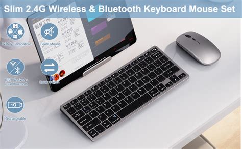 Wireless Bluetooth Keyboard And Mouse Set For Ipad Tablet Iphone Pc