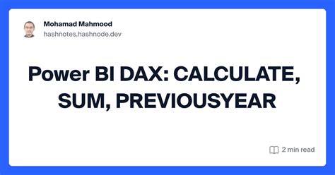 Power Bi Dax Calculate Sum Previousyear