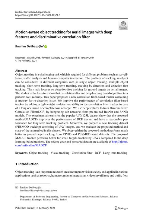 PDF Motion Aware Object Tracking For Aerial Images With Deep Features