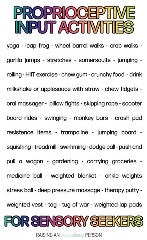 Proprioceptive Input 40 Proprioceptive Input Activities For Sensory Seekers Artofit