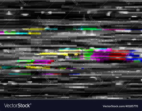 Glitch Digital Color Distortion Line Pixel Noise Vector Image