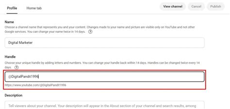 How To Change YouTube Channel Name Handle In