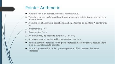 Pointer Arithmetic In C PPTX Programming Languages Computing