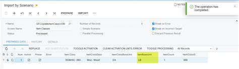 Import Scenario Update Item Class Uom Community