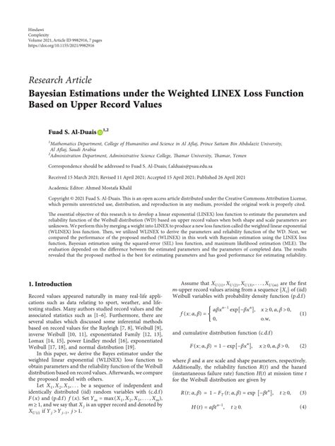 Pdf Bayesian Estimations Under The Weighted Linex Loss Function Based