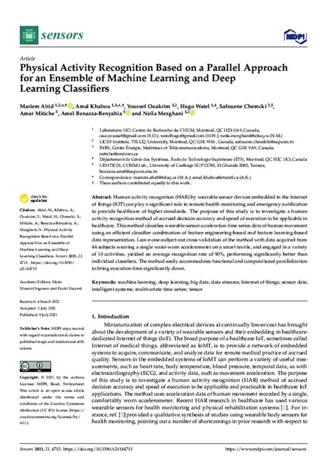 Pdf Physical Activity Recognition Based On A Parallel Approach For An Ensemble Of Machine
