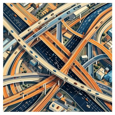 Premium Photo Highway Junction Top View Road Intersection With Turnings And Circle And Overpasses