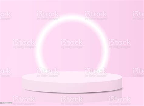 네온 서클3d 연단이있는 현실적인 연단 현실적인 받침대3d 트리뷴기하학적 플랫폼 벡터 Fashion Show에 대한 스톡 벡터 아트 및 기타 이미지 Istock