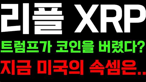 리플 Xrp 트럼프가 코인을 버렸다 지금 미국의 속셈은 관세 비트코인 리플전망 리플코인뉴스 리플소송결과 리플코인목표가 리플
