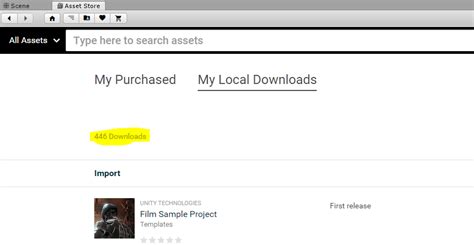 My Local Downloads In New Asset Store In Editor Only Show 446 Of Over 1000 So I Cant Update