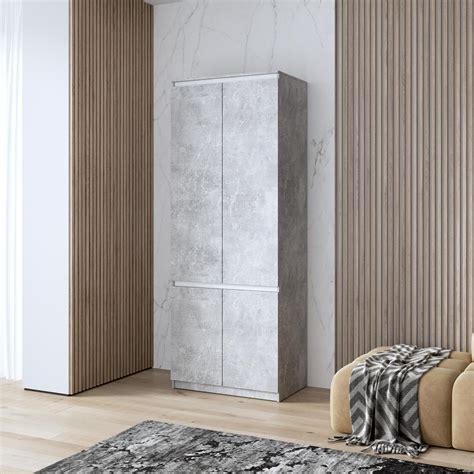 ᐉ Шафа для одягу Pr 24 з полицями фасади без ручок Бетон • Краща ціна в Києві Україні • Купити