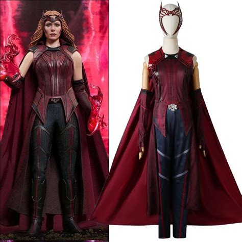 Female Wanda Maximoff Cosplay Costume Scarlet Witch Headwear Cloak And