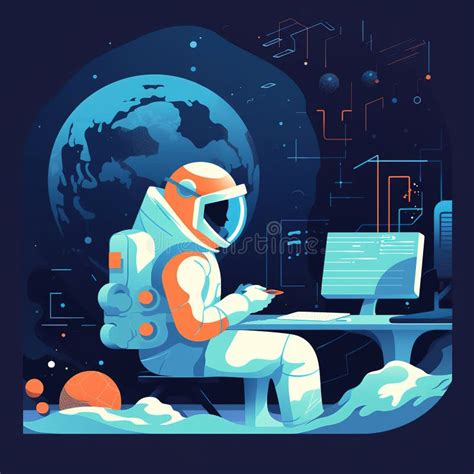 An Astronaut On An Alien Planet Illustration Generative Ai Stock