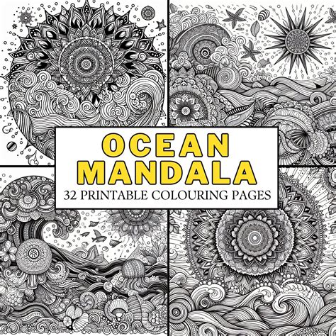 Ocean Mandala Coloring Pages Mandala Ocean Theme