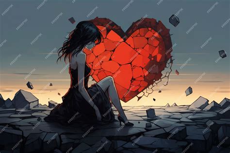 깨진 심장 개념 Ai 생성 이미지