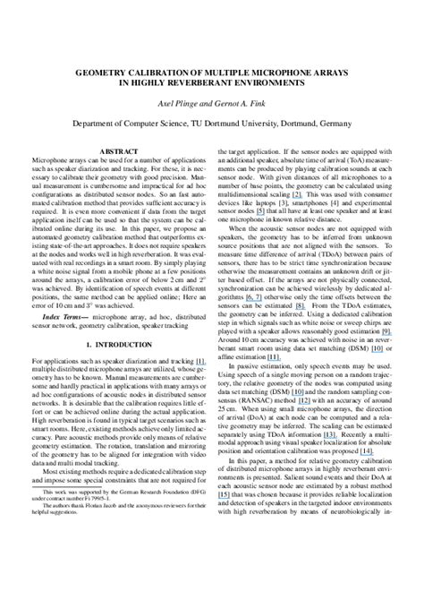 Pdf Geometry Calibration Of Multiple Microphone Arrays In Highly