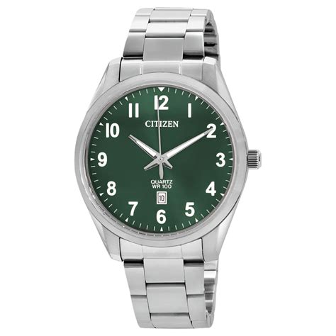Citizen Quartz Green Dial Stainless Steel Mens Watch Bi1031 51x
