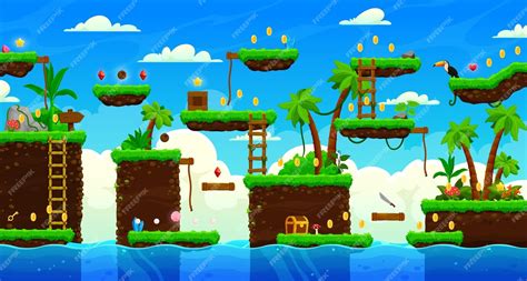 Premium Vector Arcade Tropical Island Game Level Map Interface