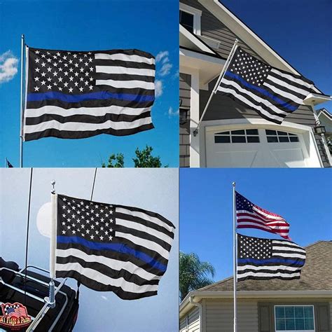 Thin Blue Line Usa American Flag Police With Embroidered Stars And Sewn