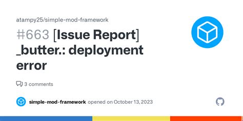 Issue Report Butter Deployment Error Issue 663 Atampy25
