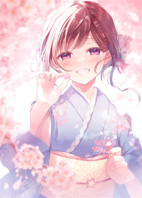 Safebooru 1girl Amamine Blue Kimono Blurry Blurry Background Blurry