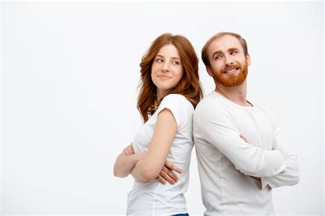 Free Photo Happy Redhead Couple Look Each Other Smiling
