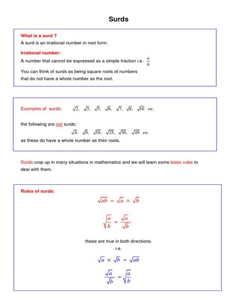 Surds Notes Pdf