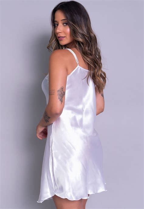 Camisola Bella Fiore Modas Em Cetim Branco Compre Agora Dafiti Brasil
