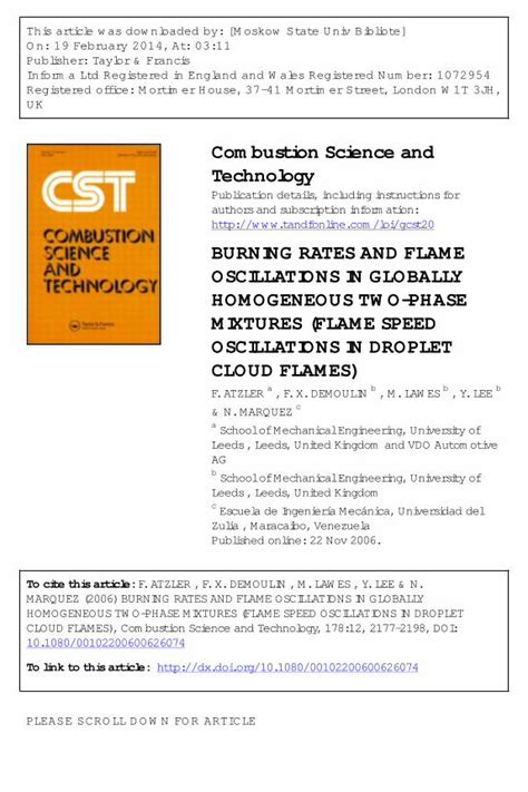 Pdf Burning Rates And Flame Oscillations In Globally Homogeneous Two Phase Mixtures Flame