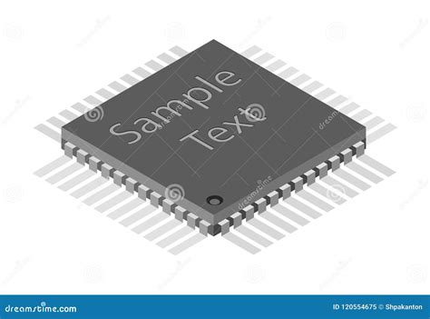 3d Isometric Illustration Of A Microchip Chip Cpu Processor I Stock Illustration