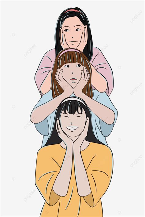 우정의 날을 위해 포즈를 취하는 세 소녀의 그림 소녀 포즈 우정의 날 귀여운 소녀 포즈 Png 일러스트 및 Psd 이미지 무료 다운로드 Pngtree