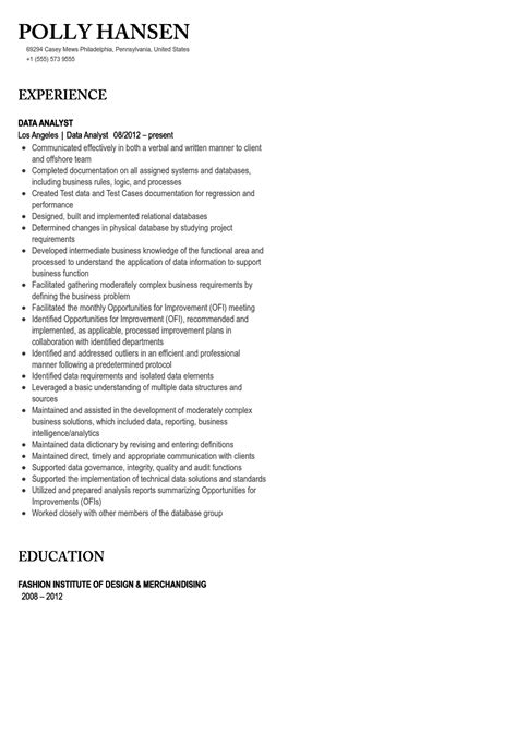 Data Analyst Resume Sample Velvet Jobs