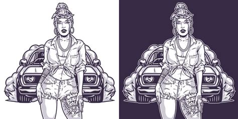 California Girl Lowrider Monochrome Label Vector Image