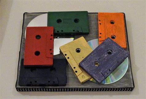 Repurposed Wall Art With Cassette Tape And Cd