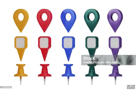 ensemble de pointeurs de carte de différentes couleurs isolés sur fond blanc Épingle