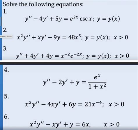 Solved Solve Question 1 2 3 With Second Order Ode With
