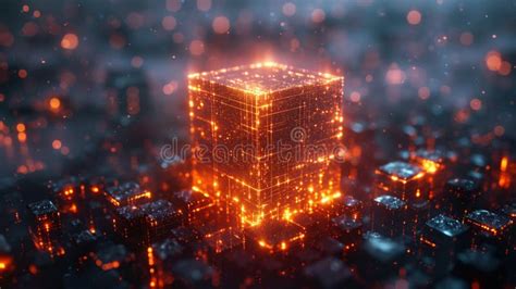 Glowing Cube In A Field Of Black Cubes Stock Photo Image Of Grid