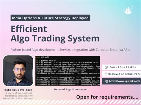 Algo Trading Development Cloud Deployment With Zerodha Shoonya Or