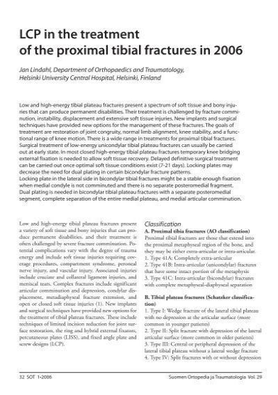 LCP In The Treatment Of The Proximal Tibial Fractures In 2006