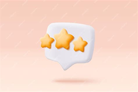 고객 직원 제품 리뷰에서 품질 고객 평가 피드백에 대한 최고의 우수한 서비스 평가를 위한 3d 거품 평가 별 3d 스타 아이콘 벡터 렌더링 그림 프리미엄 벡터