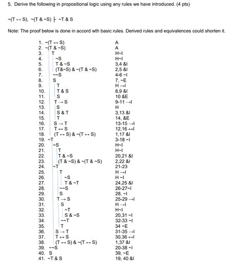5 Derive The Following In Propositional Logic Using