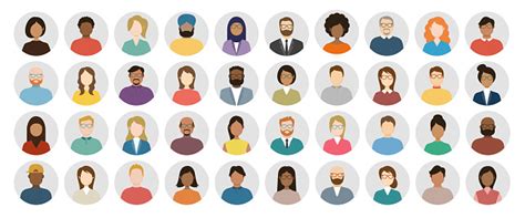 사람 아바타 라운드 아이콘 세트 소셜 네트워크에 대한 다양한 빈 얼굴을 프로파일 벡터 추상 일러스트 다민족 그룹에 대한 스톡 벡터 아트 및 기타 이미지 Istock