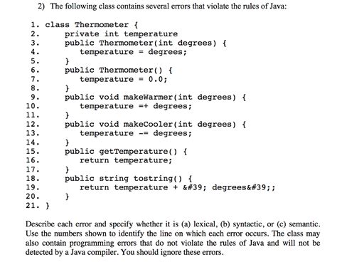 solved the following class contains several errors that