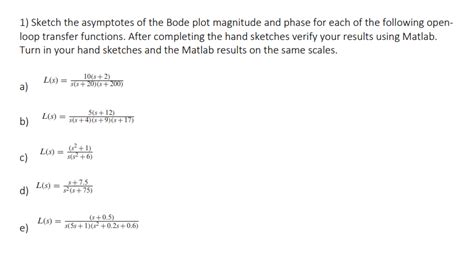 solved 1 sketch the asymptotes of the bode plot magnitude