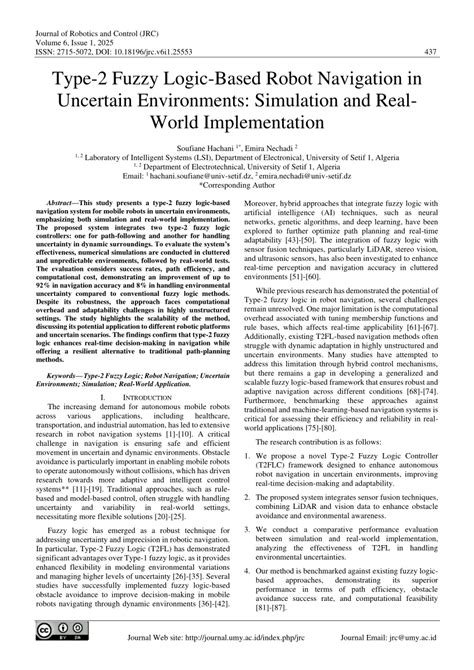Pdf Type 2 Fuzzy Logic Based Robot Navigation In Uncertain